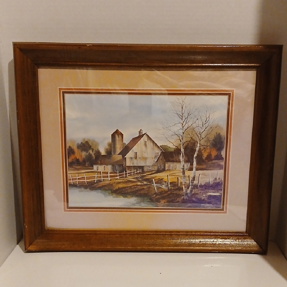 Vintage | Accents | Vintage Owen Wexler Brown Wood Framed Barn ...